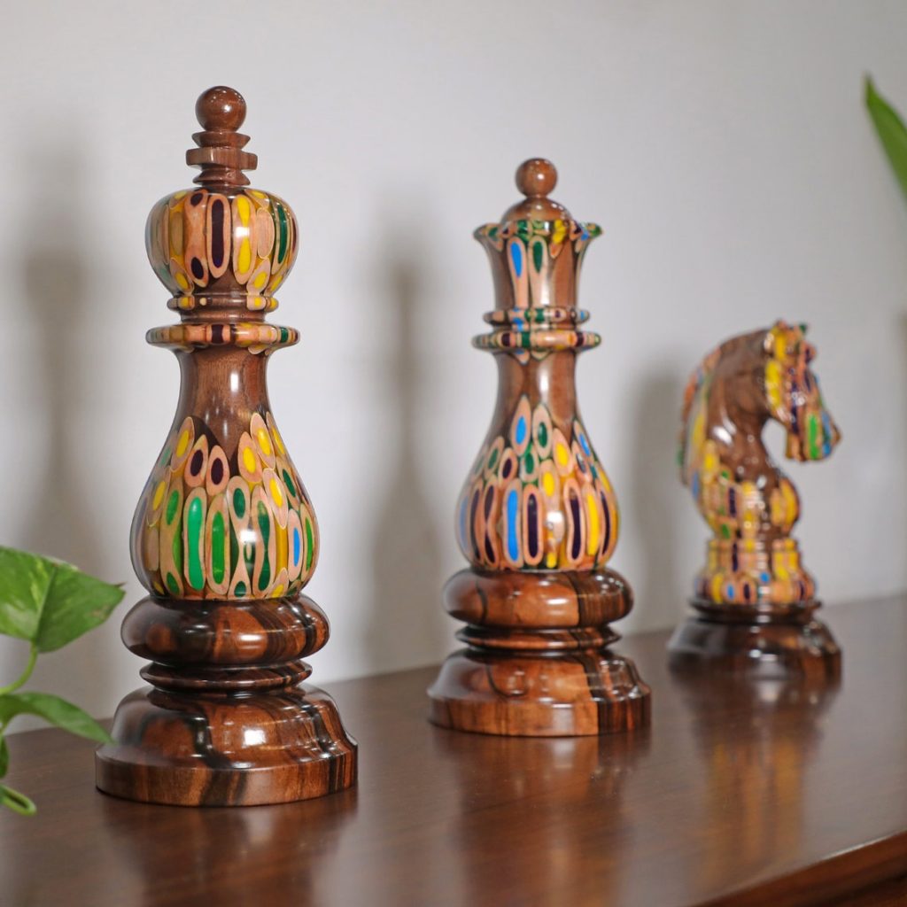 Giant Chess Sets | Colored-Pencil Large Ornament Chess Pieces