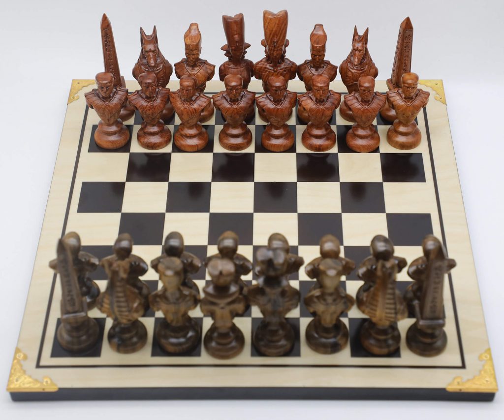 Engraved Wooden Ancient Egyptian Themed Chess Set - Henry Chess Sets