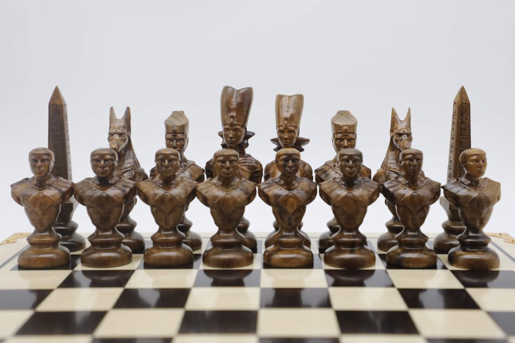 Engraved Wooden Ancient Egyptian Themed Chess Set - Henry Chess Sets