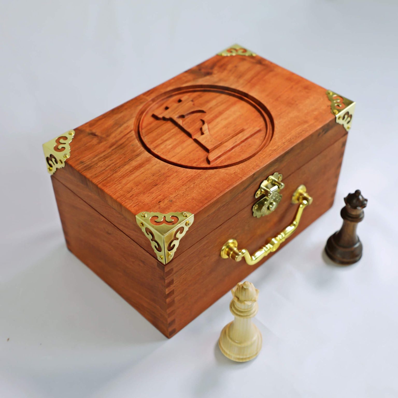 Luxury Copper Wrapped Padauk Chess Box - Henry Chess Sets
