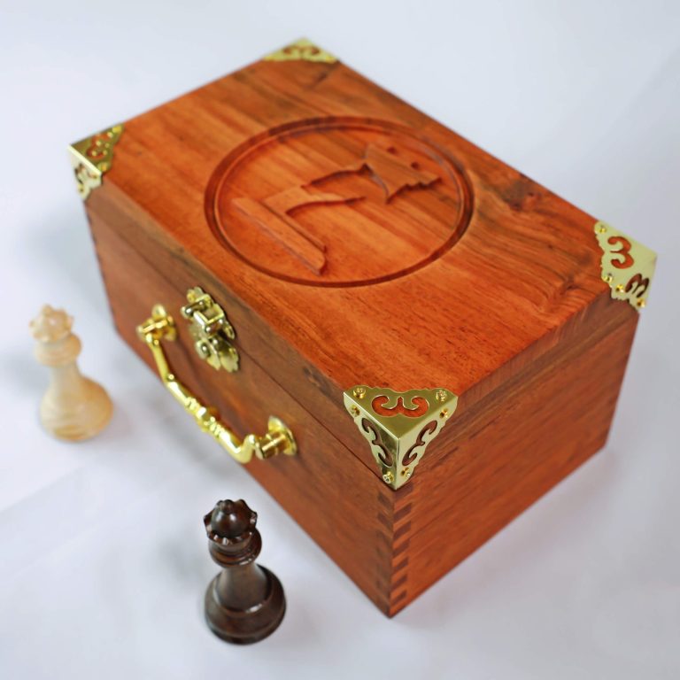 Luxury Copper Wrapped Padauk Chess Box - Henry Chess Sets