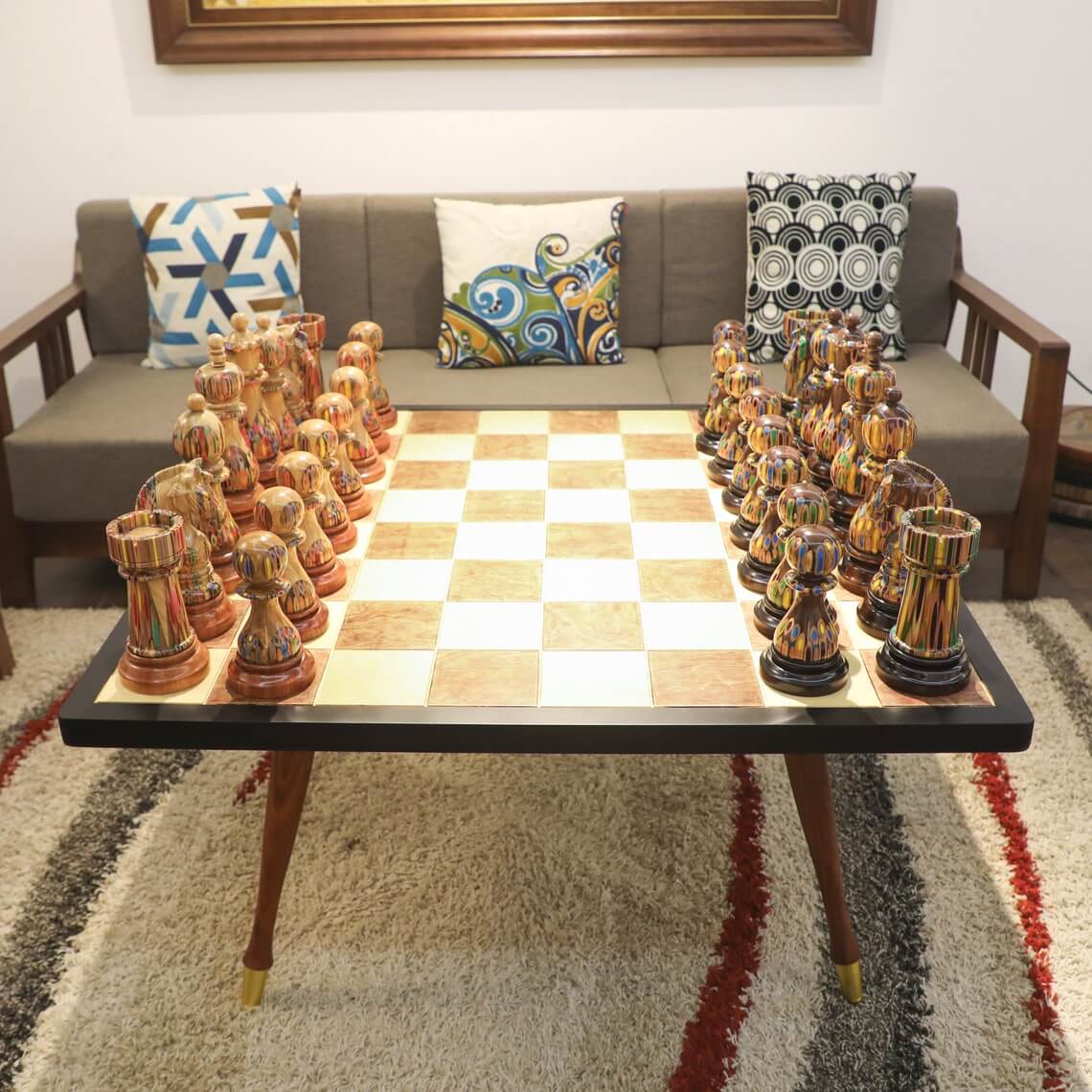 Giant Chess Sets | Colored-Pencil Large Ornament Chess Pieces
